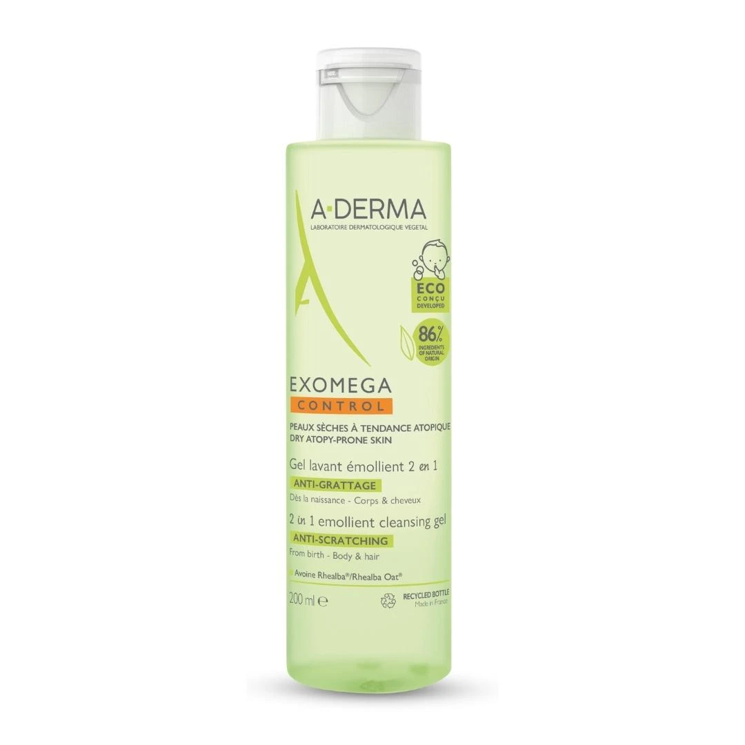 A-DERMA EXOMEGA Control Penušavi 2u1 Gel za Pranje Kose i Tela 200 mL, | eApoteka