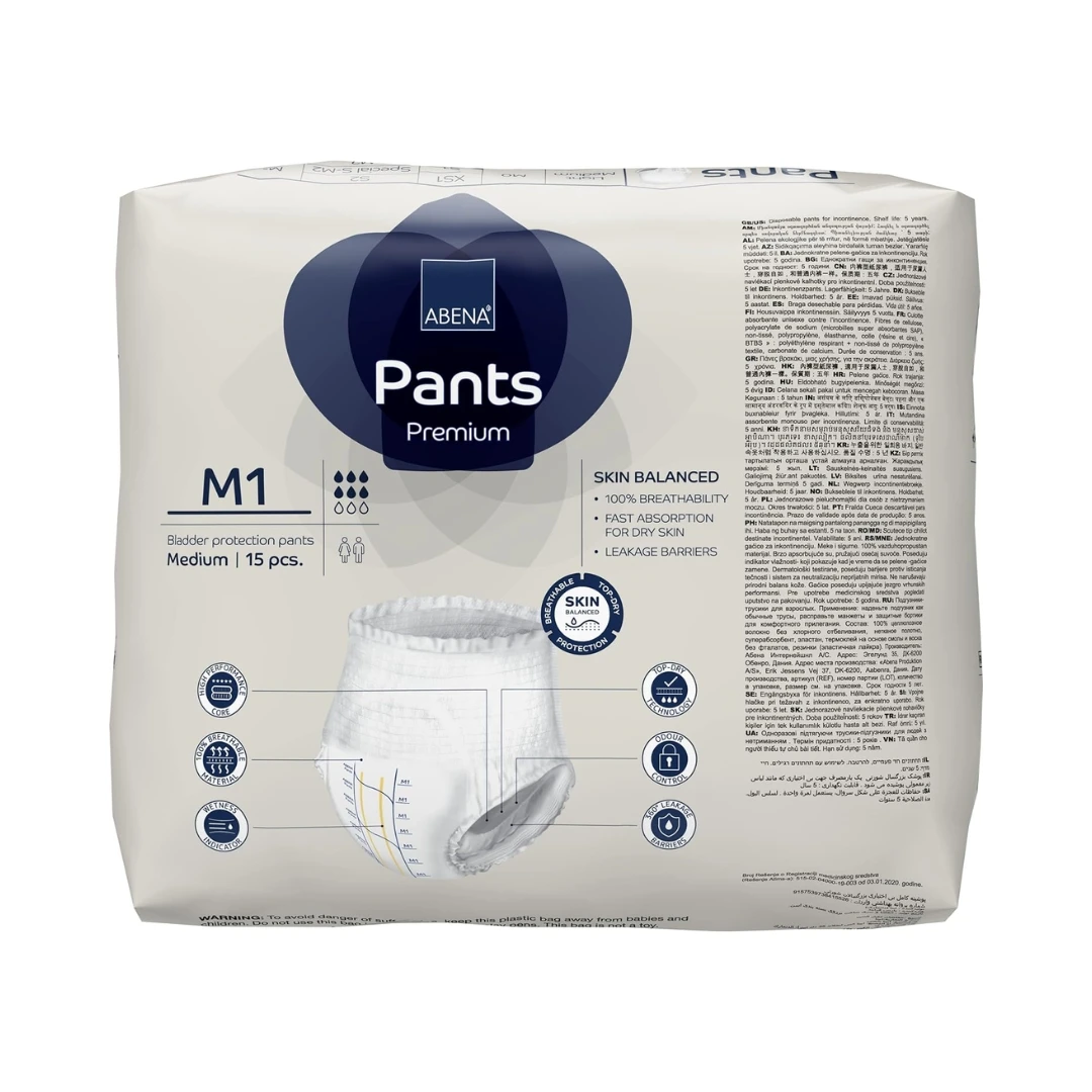 ABENA Pants Premium M1 Gaćice za Inkontinenciju 15 Komada, | eApoteka