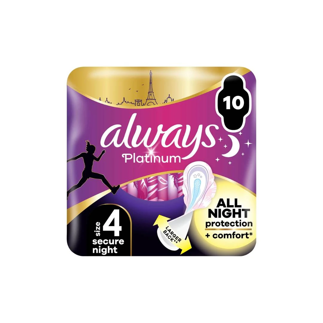 always PLATINUM Noćni Higijenski Ulošci sa Krilcima 10 Uložaka, | eApoteka
