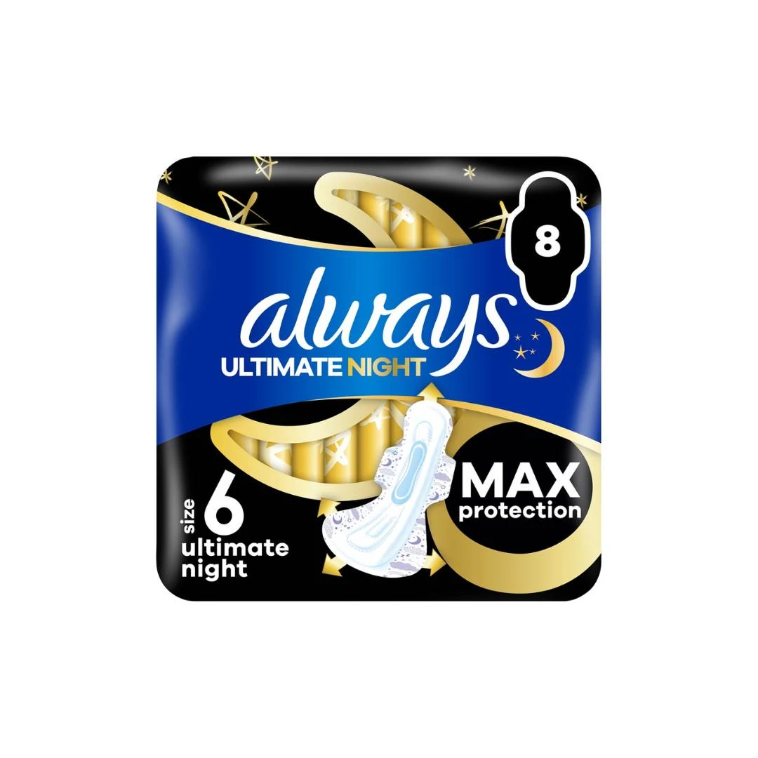 always ULTIMATE NIGHT Higijenski Noćni Ulošci sa Krilcima 8 Komada za ...