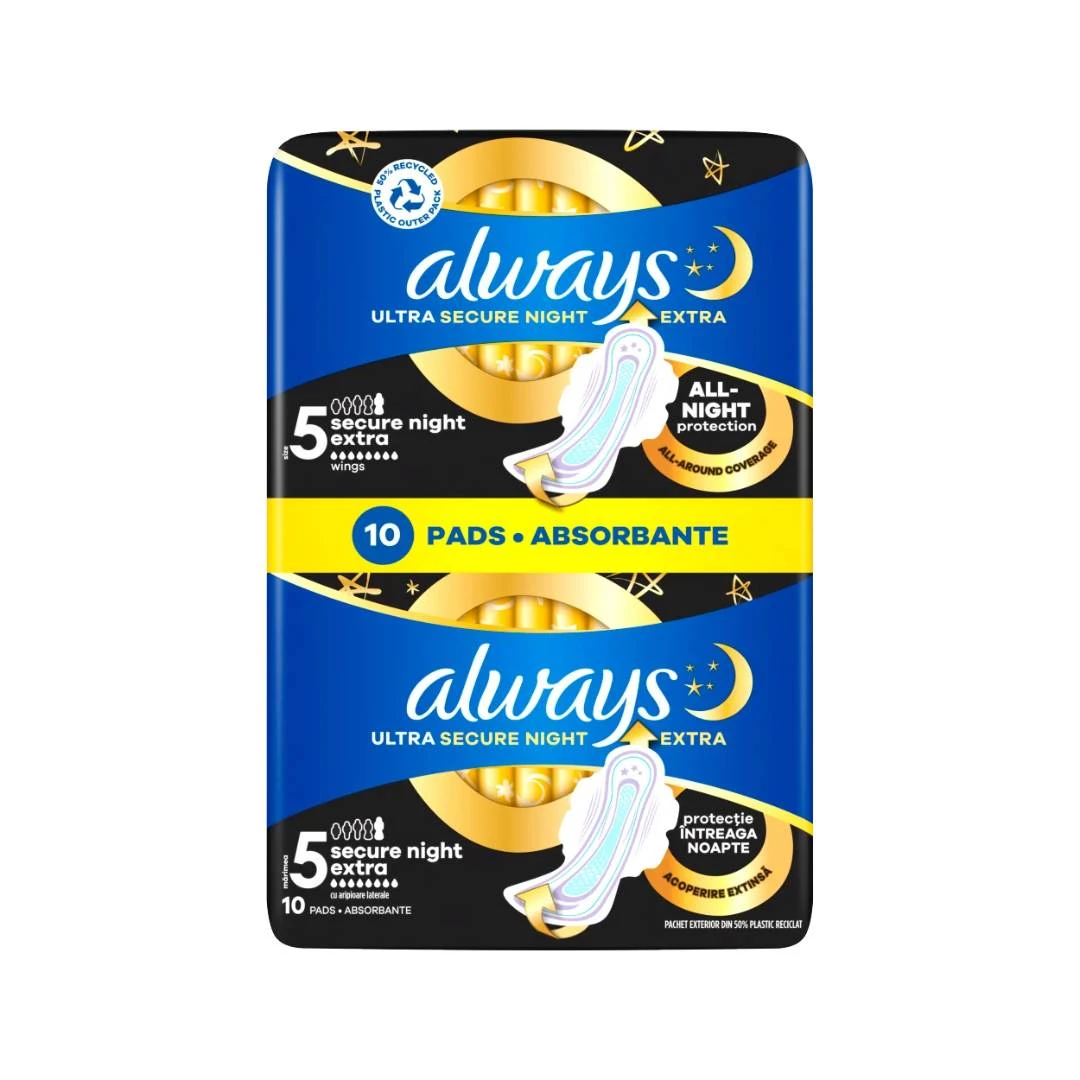 always ULTRA SECURE NIGHT EXTRA DUO Higijenski Noćni Ulošci sa Krilcima ...
