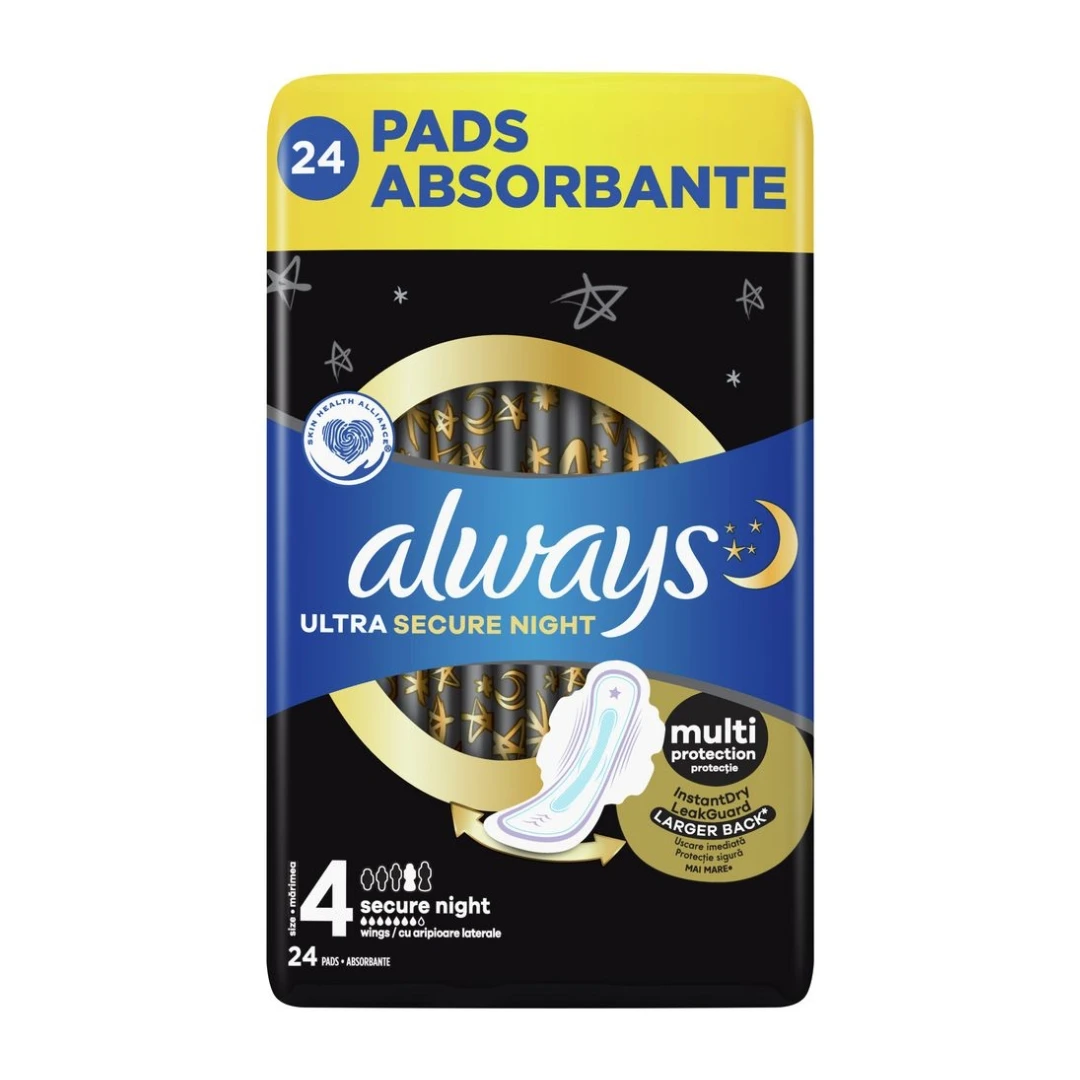 always ULTRA SECURE NIGHT Higijenski Noćni Ulošci sa Krilcima 24 Komada ...