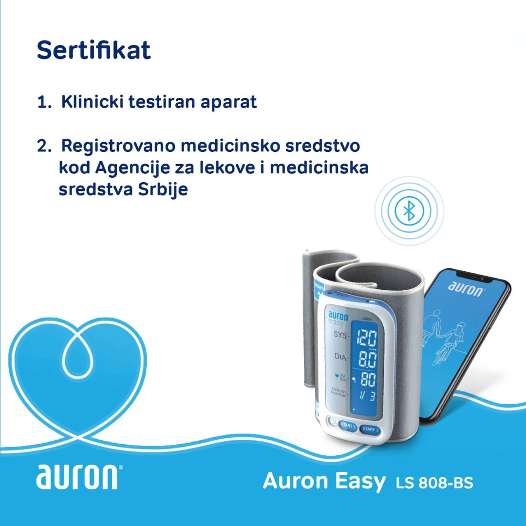 auron® Easy Aparat za Merenje Krvnog Pritiska Nove Generacije LS 808-BS, | eApoteka