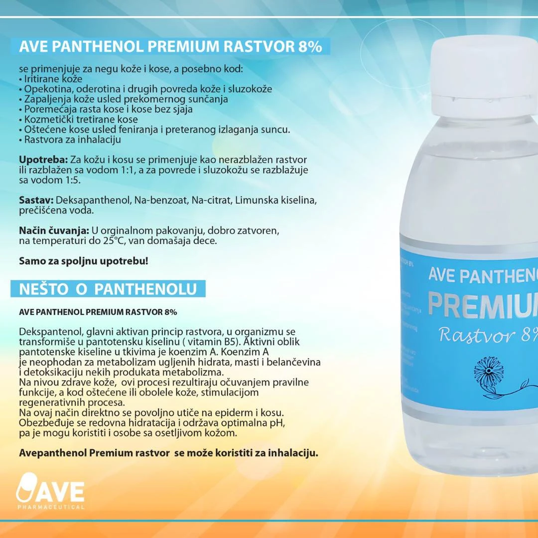 AVE Panthenol PREMIUM Rastvor 8% 150 mL, | eApoteka