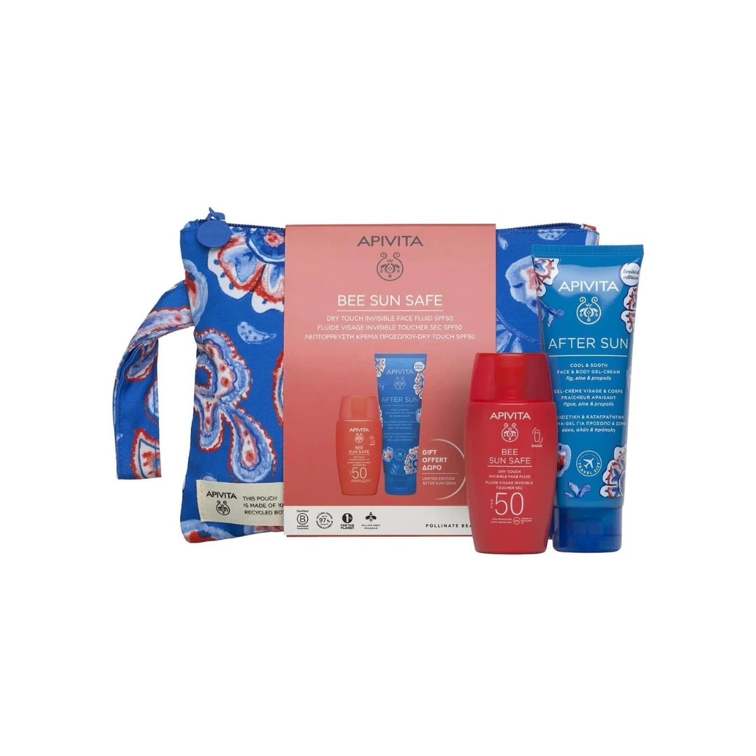 APIVITA PROMO BEE SUN SAFE Fluid za Lice SPF50 50 mL i AFTER SUN Gel Krema za Lice i Telo 100 mL ...