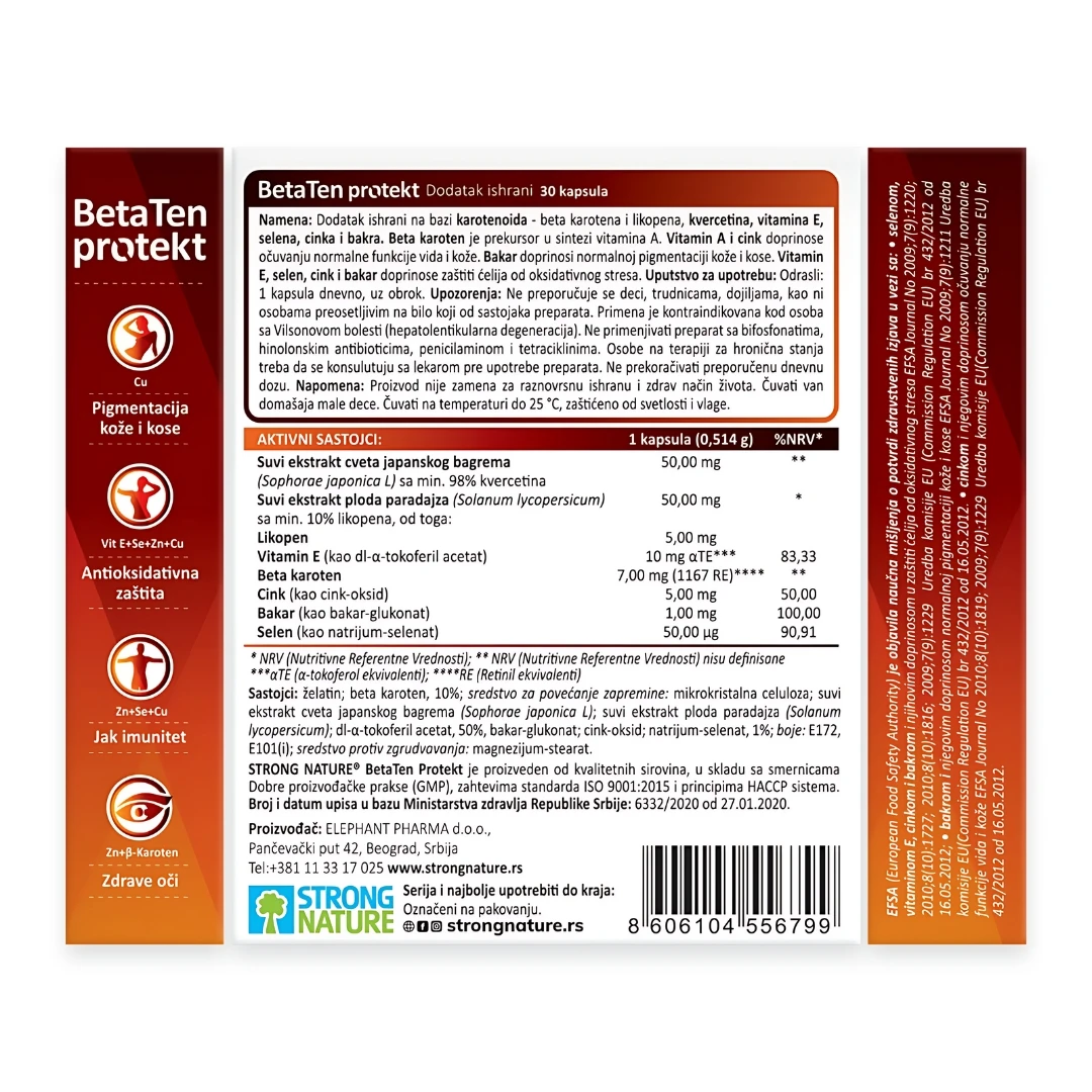STRONG NATURE® BetaTen Protekt 30 Kapsula; Sunčanje; Bronzani; Bakarni ... STRONG NATURE® BetaTen Protekt 30 Kapsula; Sunčanje; Bronzani; Bakarni ...