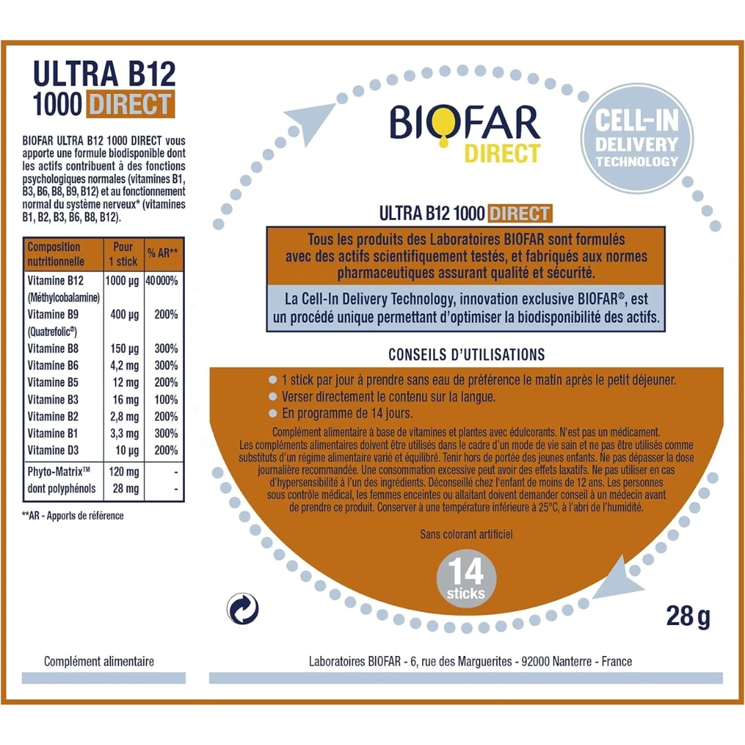 BIOFAR Direct ULTRA B12 1000 14 Kesica, | eApoteka
