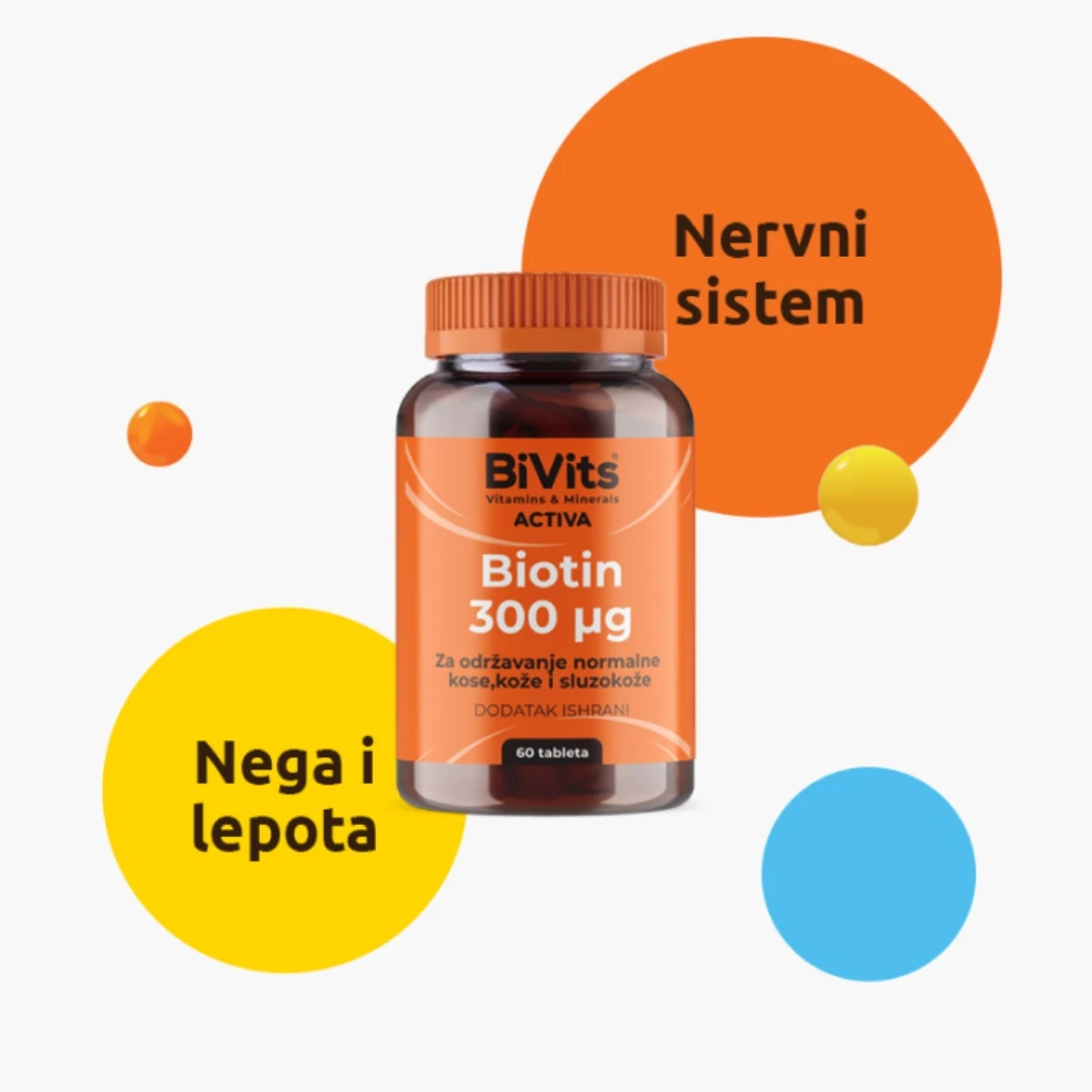 BiVits® Biotin 300 mcg 60 Tableta; za Rast Kose i Zdravlje Kože i ...