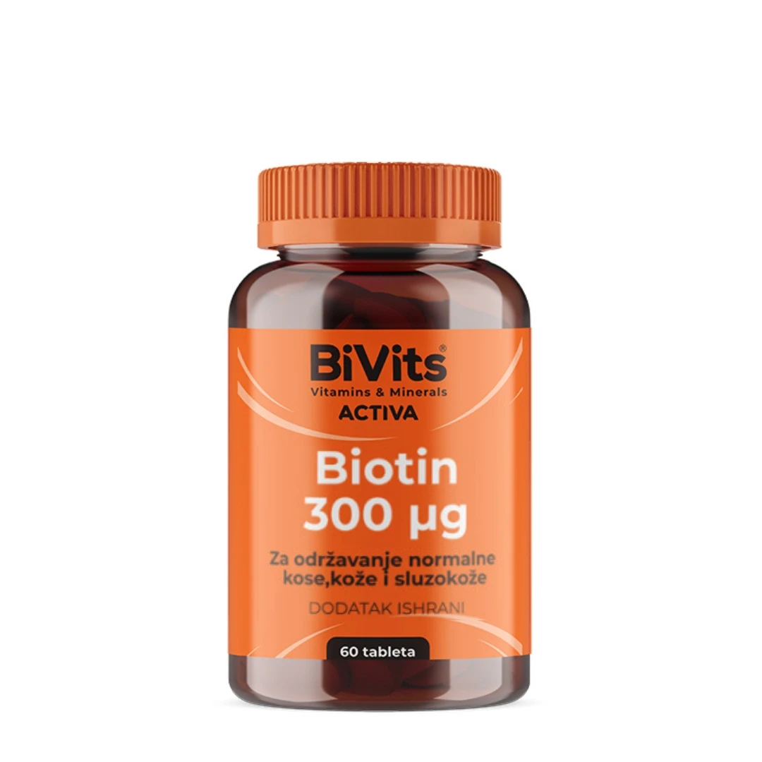BiVits® Biotin 300 mcg 60 Tableta; za Rast Kose i Zdravlje Kože i ...
