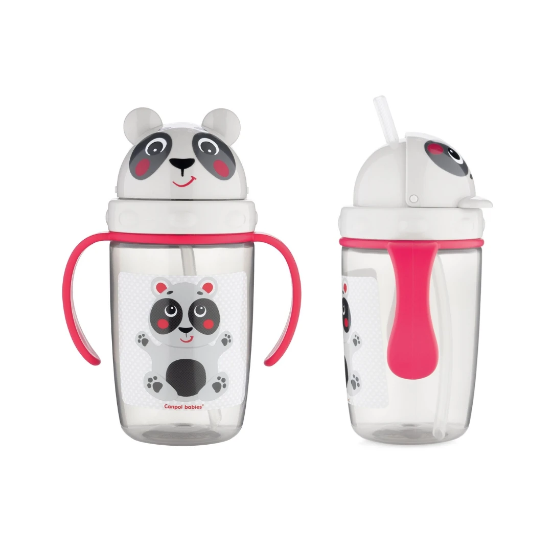 Canpol Babies Šolja sa Slamčicom Panda 9M+ 400 mL, | eApoteka