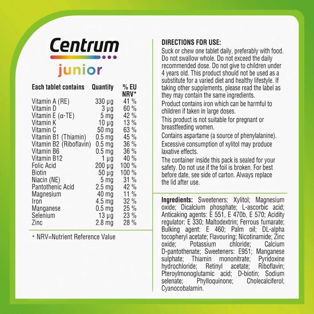 Centrum® JUNIOR za Decu Tablete sa Multivitaminima za Žvakanje 30 ...