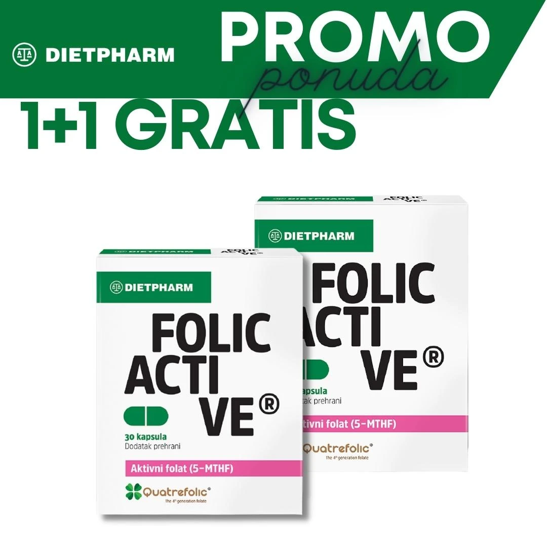 DIETPHARM Folic Active® Folna Kiselina 30 Kapsula+30 Kapsula GRATIS, | eApoteka