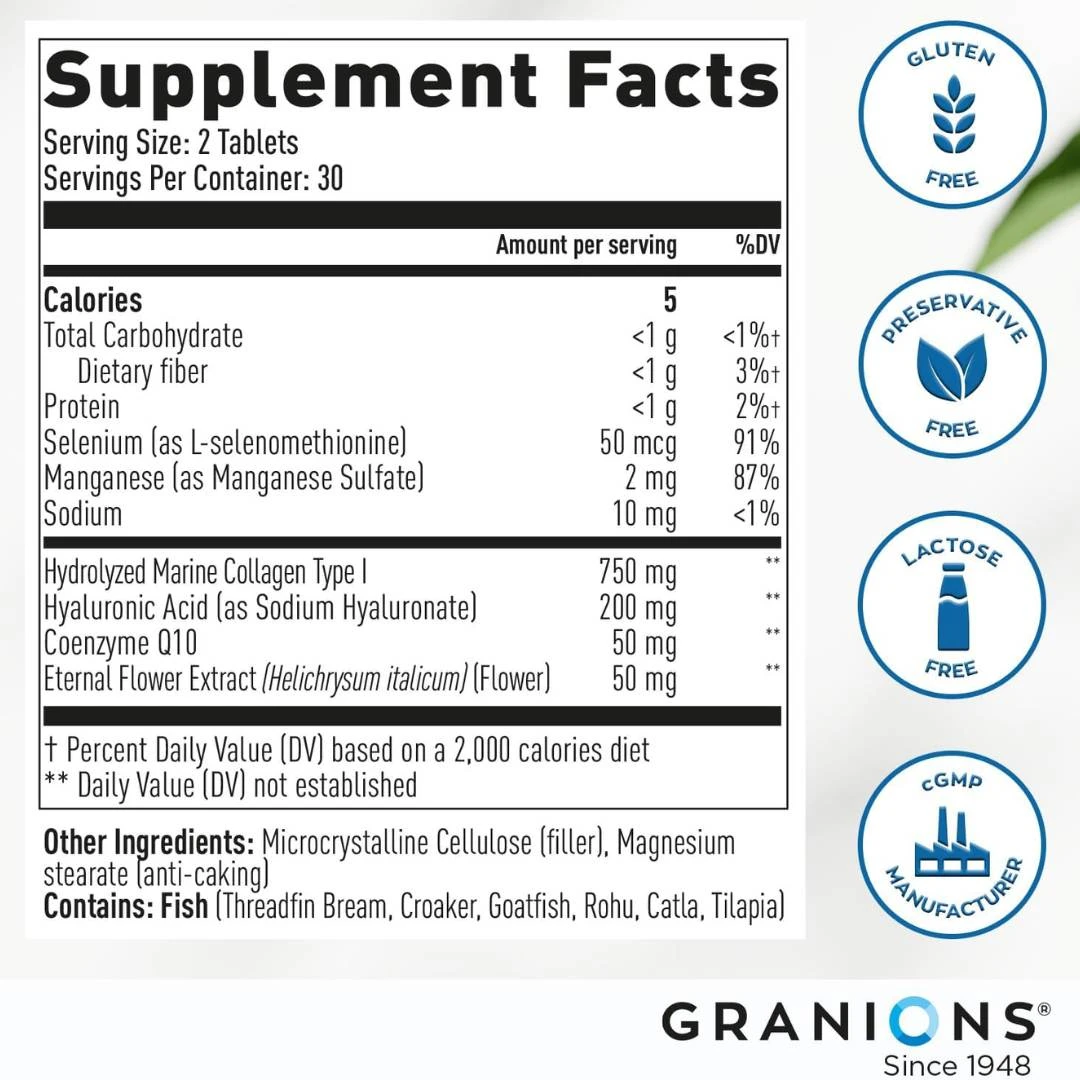 GRANIONS® Collagène Anti-Age Complex Riblji Kolagen u Tabletama 60 Tableta, | eApoteka