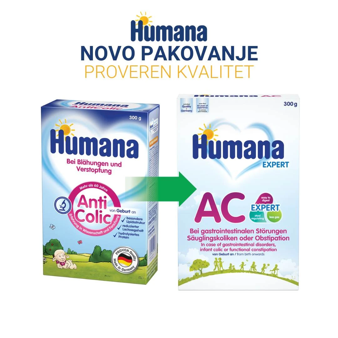 Humana AC EXPERT Mleko AntiColic 300 g Adaptirano Mleko Protiv Grčeva u ...