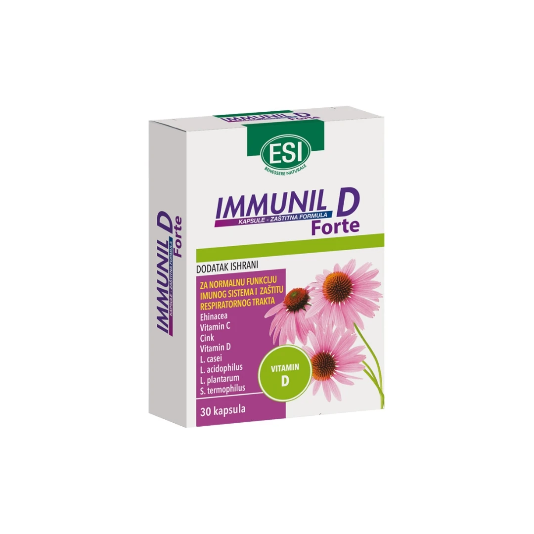 Immunil D Forte 30 Biljnih Kapsula, sa Ehinaceom, Vitaminom C i D za ...