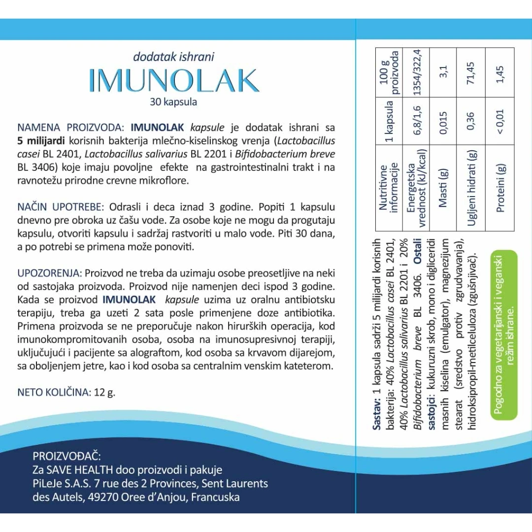 IMUNOLAK 30 Kapsula sa Probiotikom, | eApoteka
