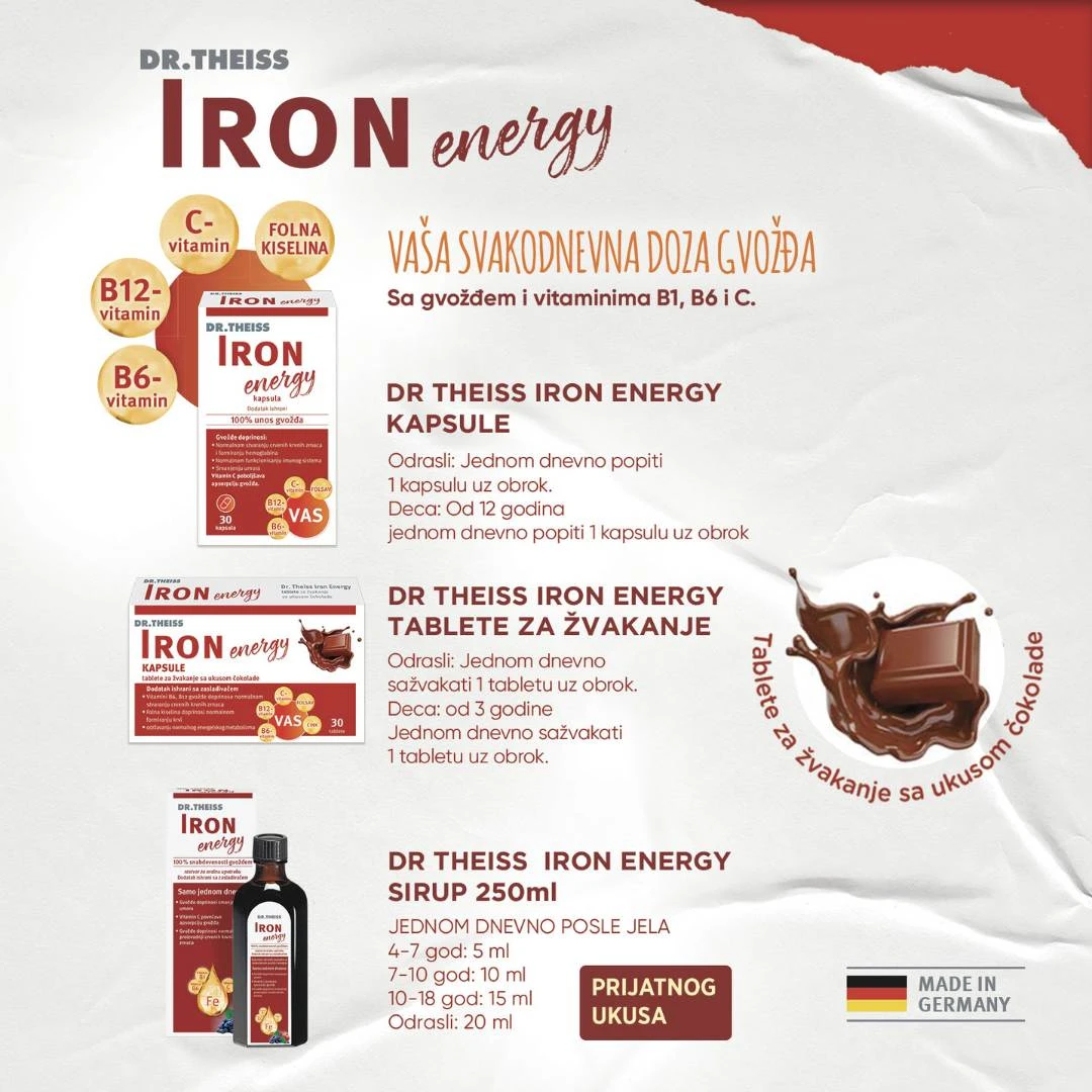 DR. THEISS IRON Energy 30 Kapsula sa Gvožđe Bisglicinatom za ...