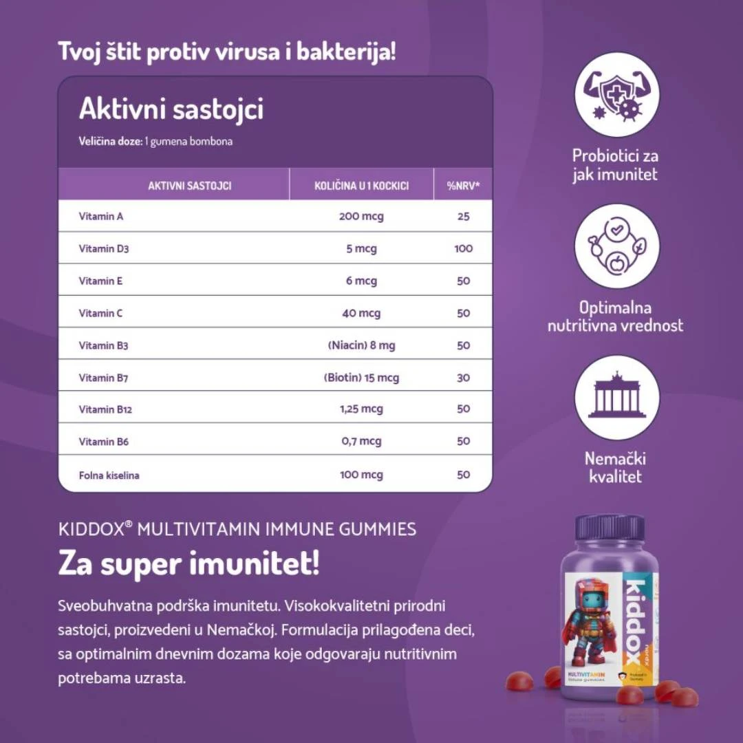 NORDx Kiddox® Immune Gummies 60 Gumenih Bombona sa Multivitaminima za Decu, | eApoteka