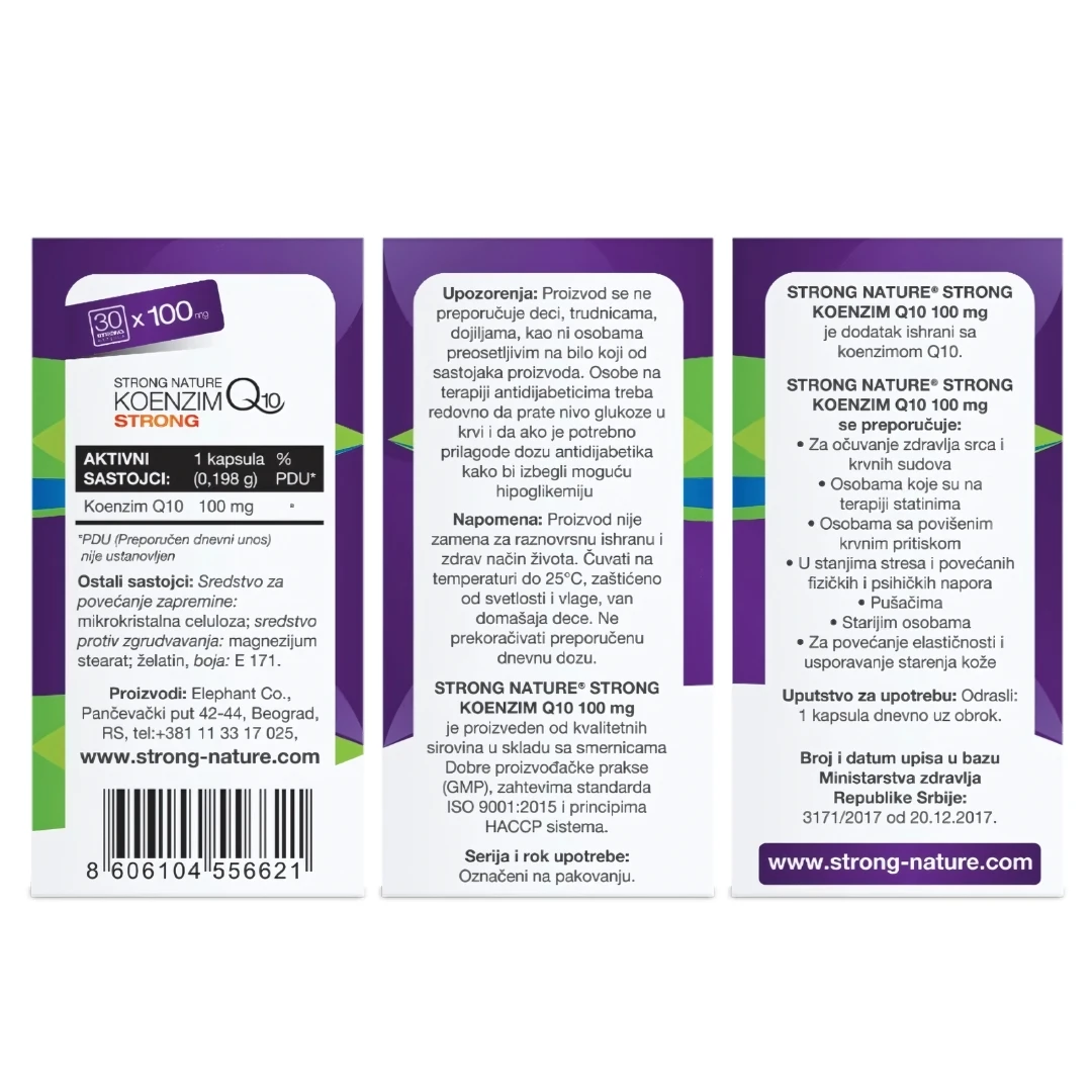 STRONG NATURE® Koenzim Q10 100 mg 1+1 GRATIS 60 Kapsula, | eApoteka