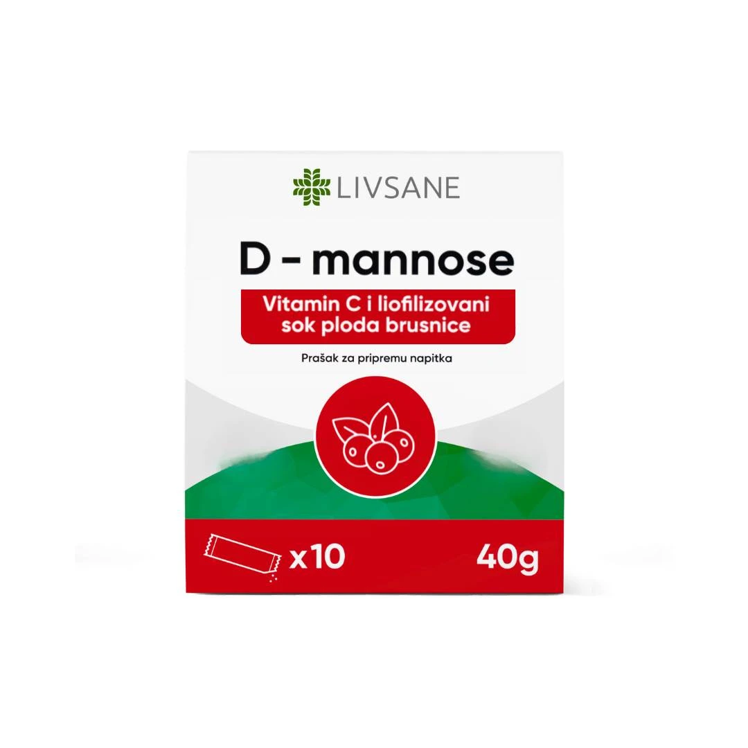 LIVSANE D-mannose Prašak sa Manozom, Vitaminom C i Brusnicom 10 Kesica ...