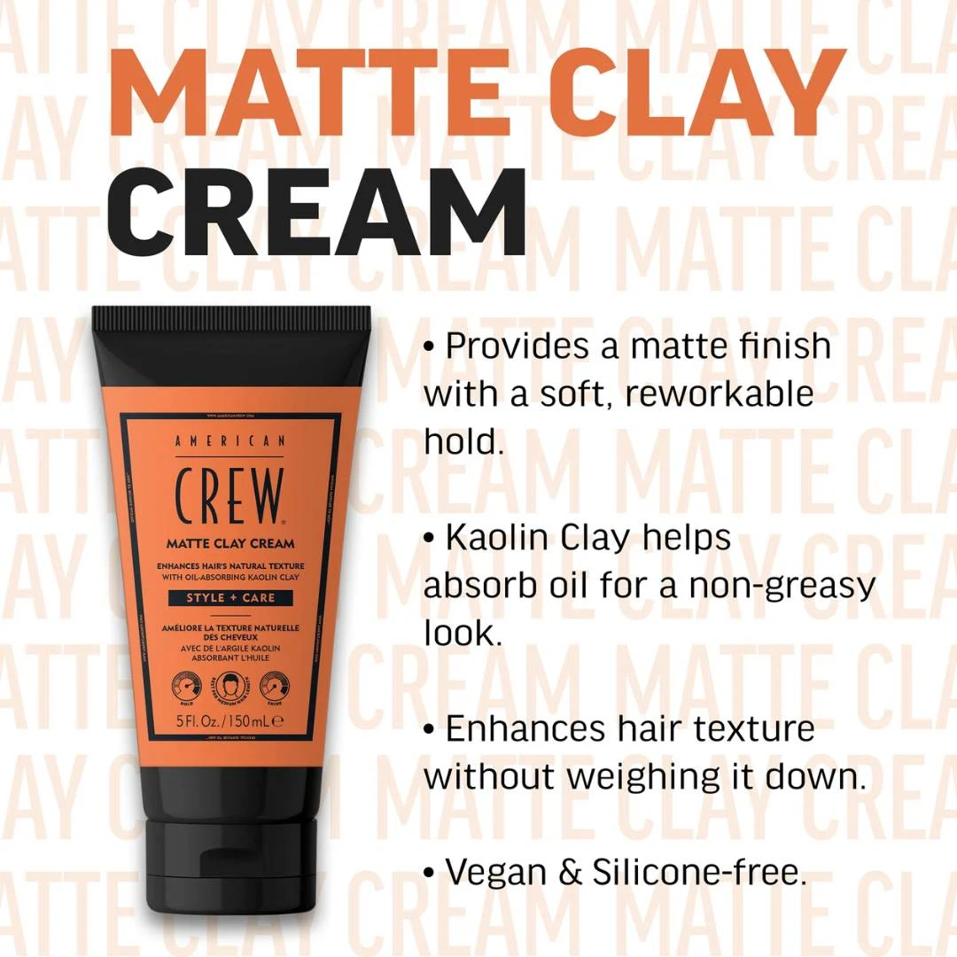 American CREW MATTE CLAY CREAM Krema za Srednje Učvršćivanje i Mat ...