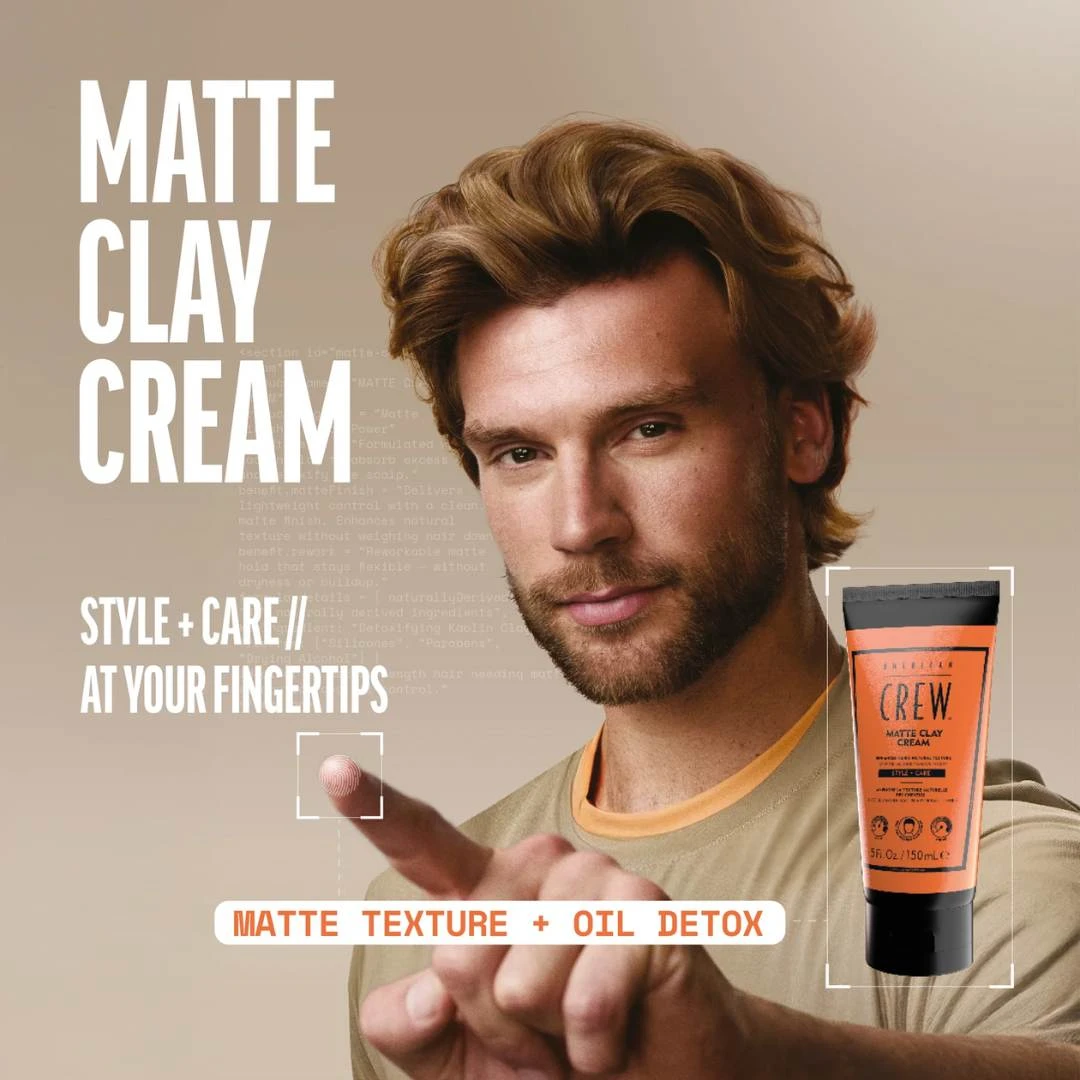 American CREW MATTE CLAY CREAM Krema za Srednje Učvršćivanje i Mat ...