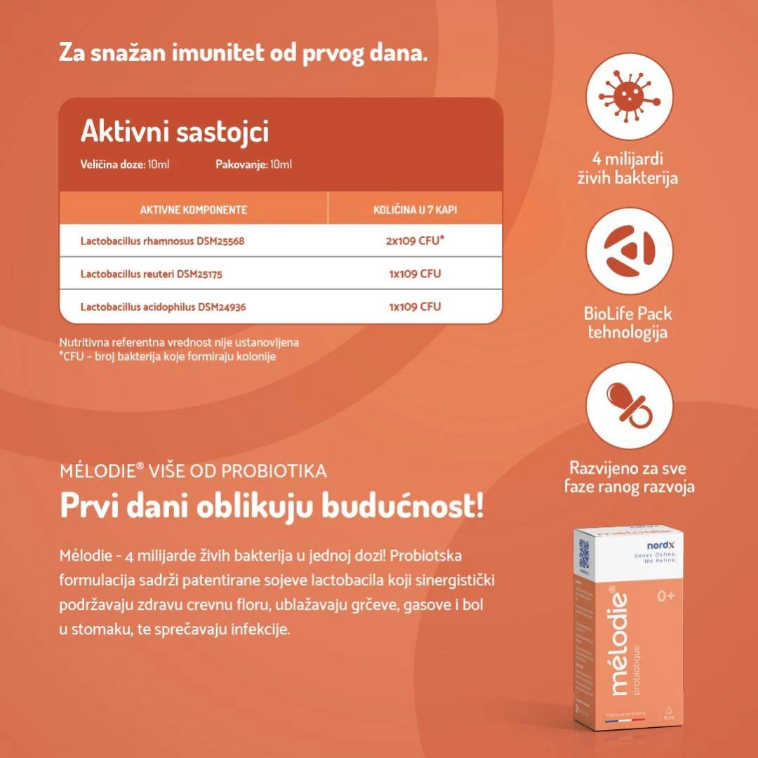 NORDx Melodie® Probiotik u Kapima za Decu 10 mL, | eApoteka