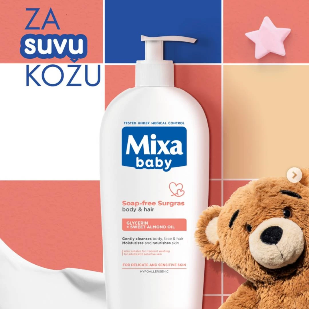 MIXA Baby Gel Bogat Lipidima bez Sapuna za Pranje Kose i Tela 400 mL ...
