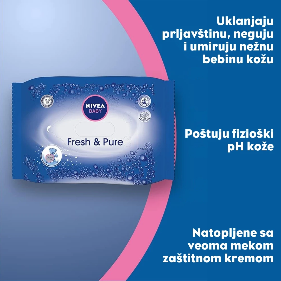 NIVEA Baby Fresh & Pure Vlažne Maramice za Bebe i Decu 63 Komada, | eApoteka