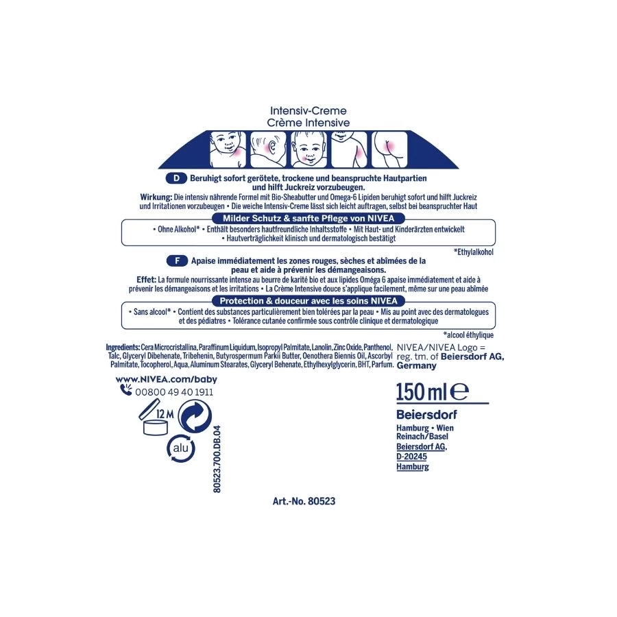 NIVEA Baby Pure & Sensitive Intenzivna Krema za Bebe i Decu 150 mL, | eApoteka