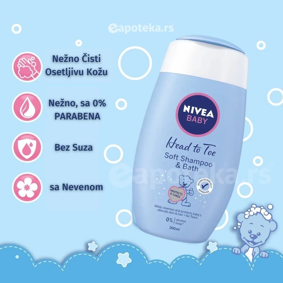 NIVEA Baby Šampon i Kupka za Bebe i Decu 200 mL, | eApoteka