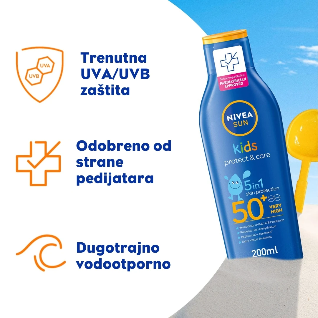 NIVEA SUN Kids Protect&Care SPF50+ Losion za Sunčanje 200 mL, | eApoteka