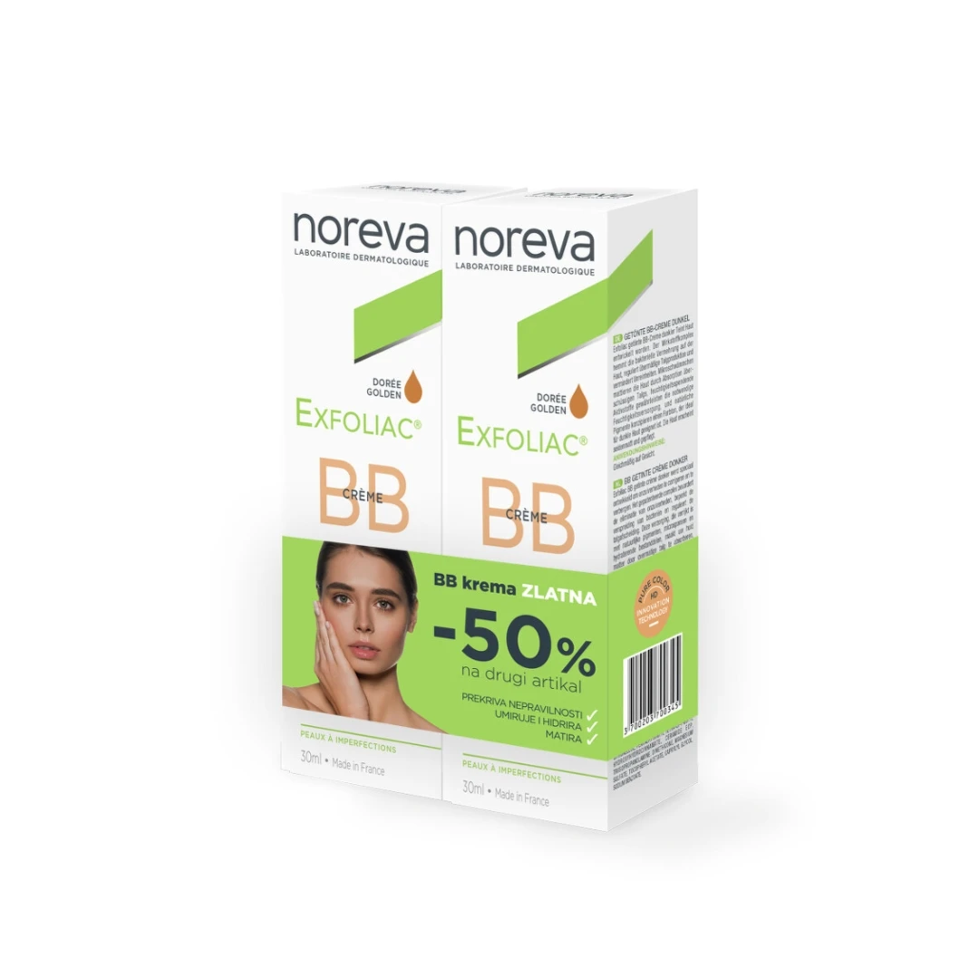 noreva EXFOLIAC® BB Krema Zlatna PROMO -50% na Drugu Kremu 2x30 mL ...