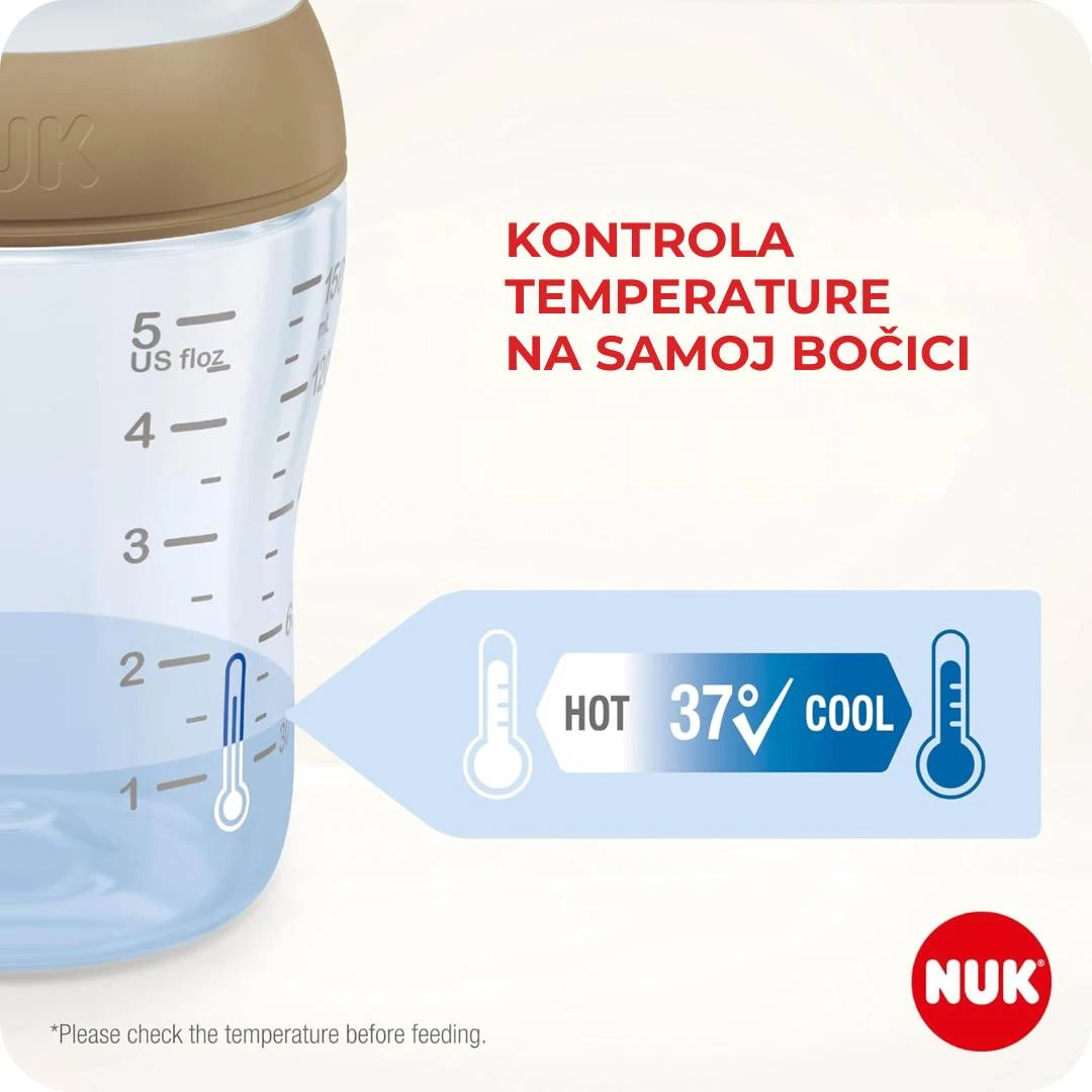 NUK® Flašica Plastična sa Indikatorom Temperature Perfect Match Twig S, 0m+, 150 mL, | eApoteka