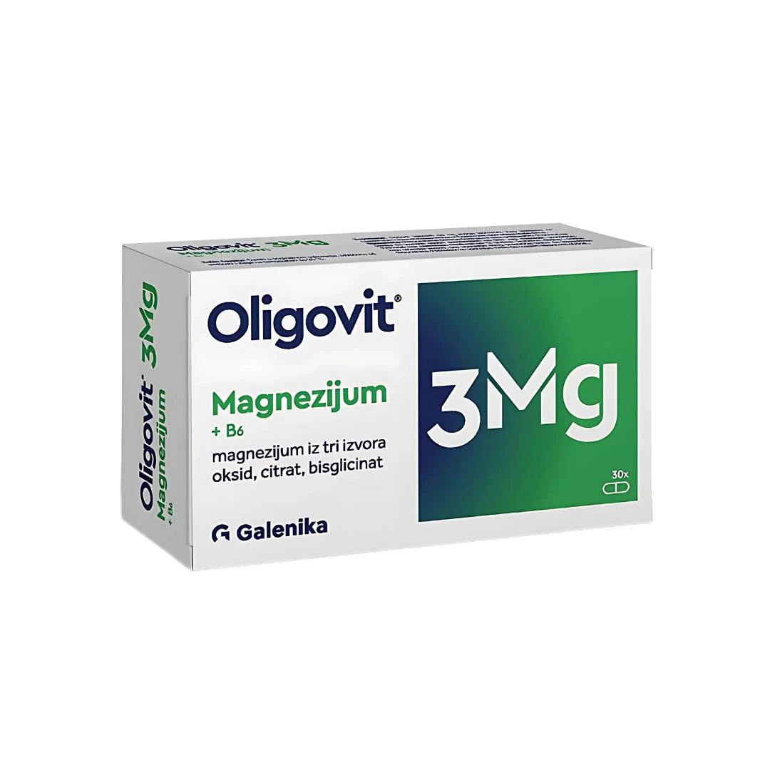 Oligovit® 3 Mg Magnezijum iz 3 Izvora sa Vitaminom B6 30 Kapsula ...