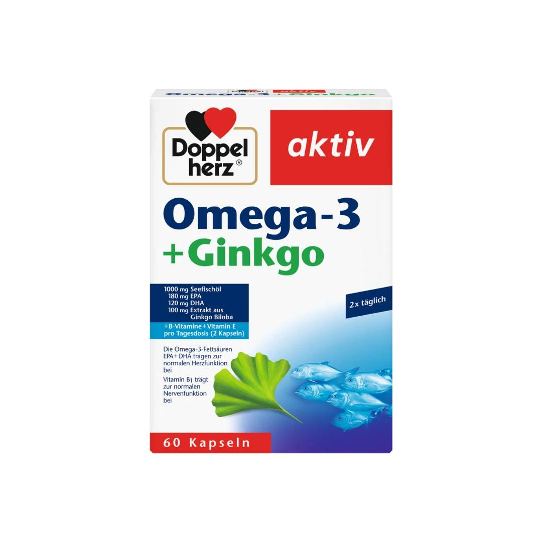 Doppelherz® Aktiv Omega-3, Ginko Biloba, Vitamini B i Vitamin E 60 ...