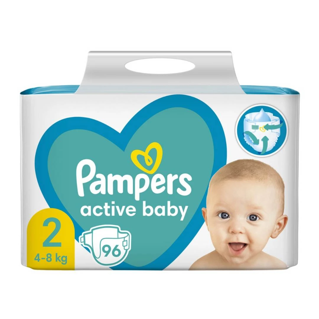 Pampers® ACTIVE BABY 2 Pelene Mini 96 Komada; za Bebe od 4 do 8 kg ...