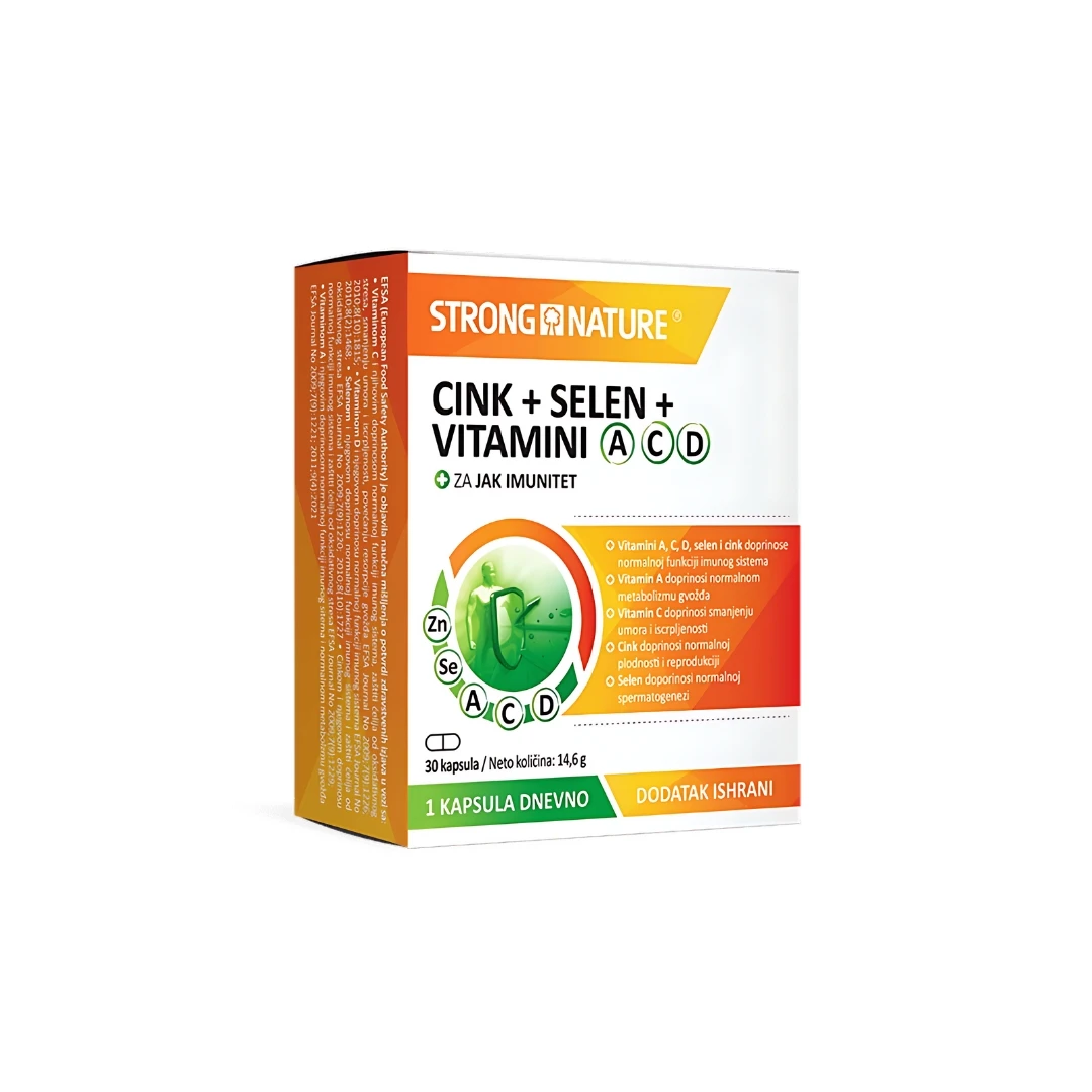 STRONG NATURE® Cink+Selen+Vitamini A C D 30 Kapsula, | eApoteka