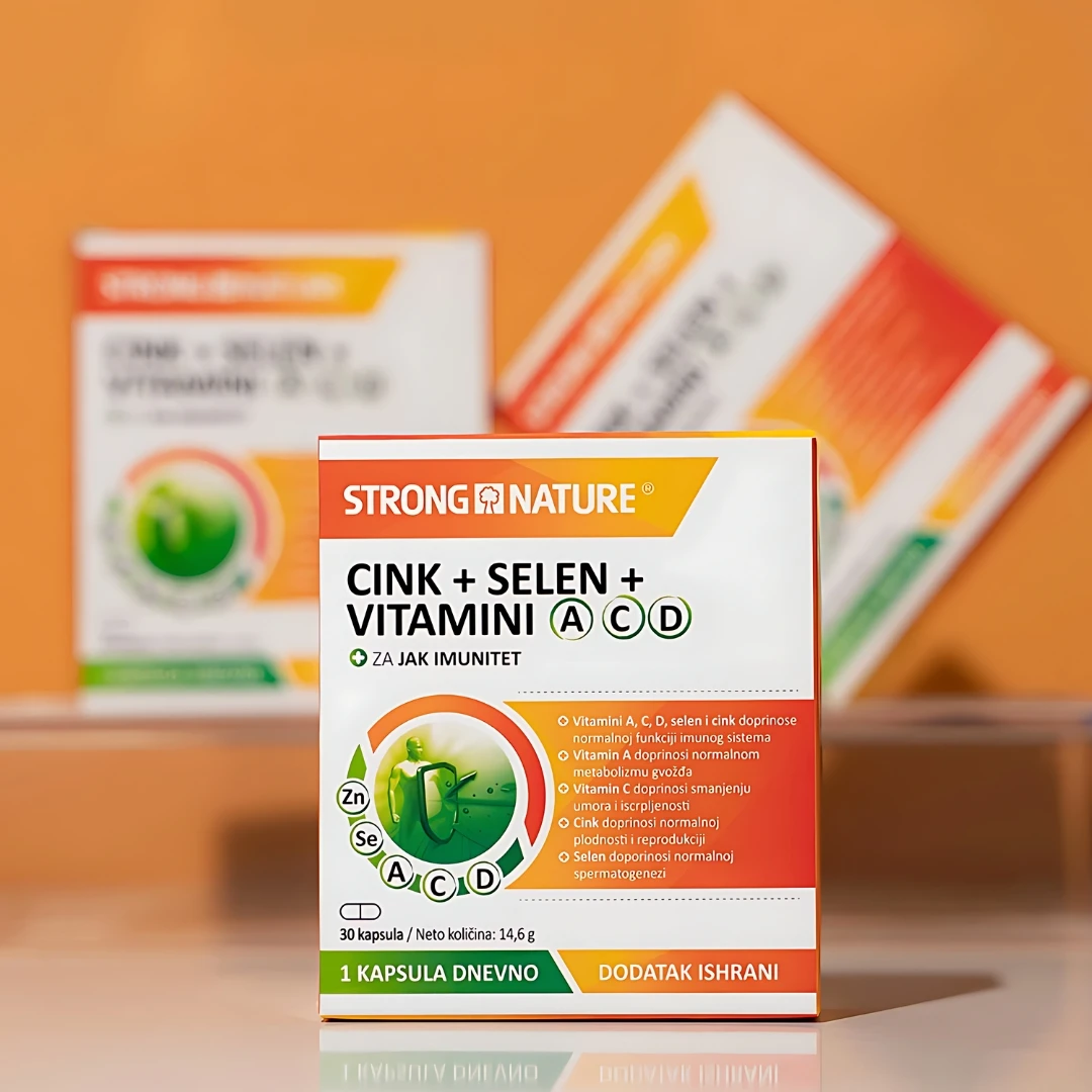 STRONG NATURE® Cink+Selen+Vitamini A C D 30 Kapsula, | eApoteka