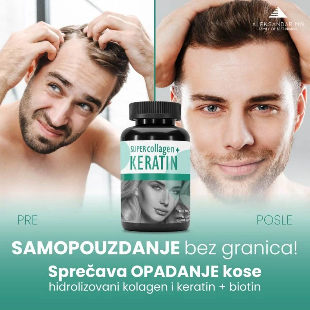 Super Collagen + KERATIN 60 Kapsula za Jaču i Sjajniju Kosu bez Opadanja, | eApoteka