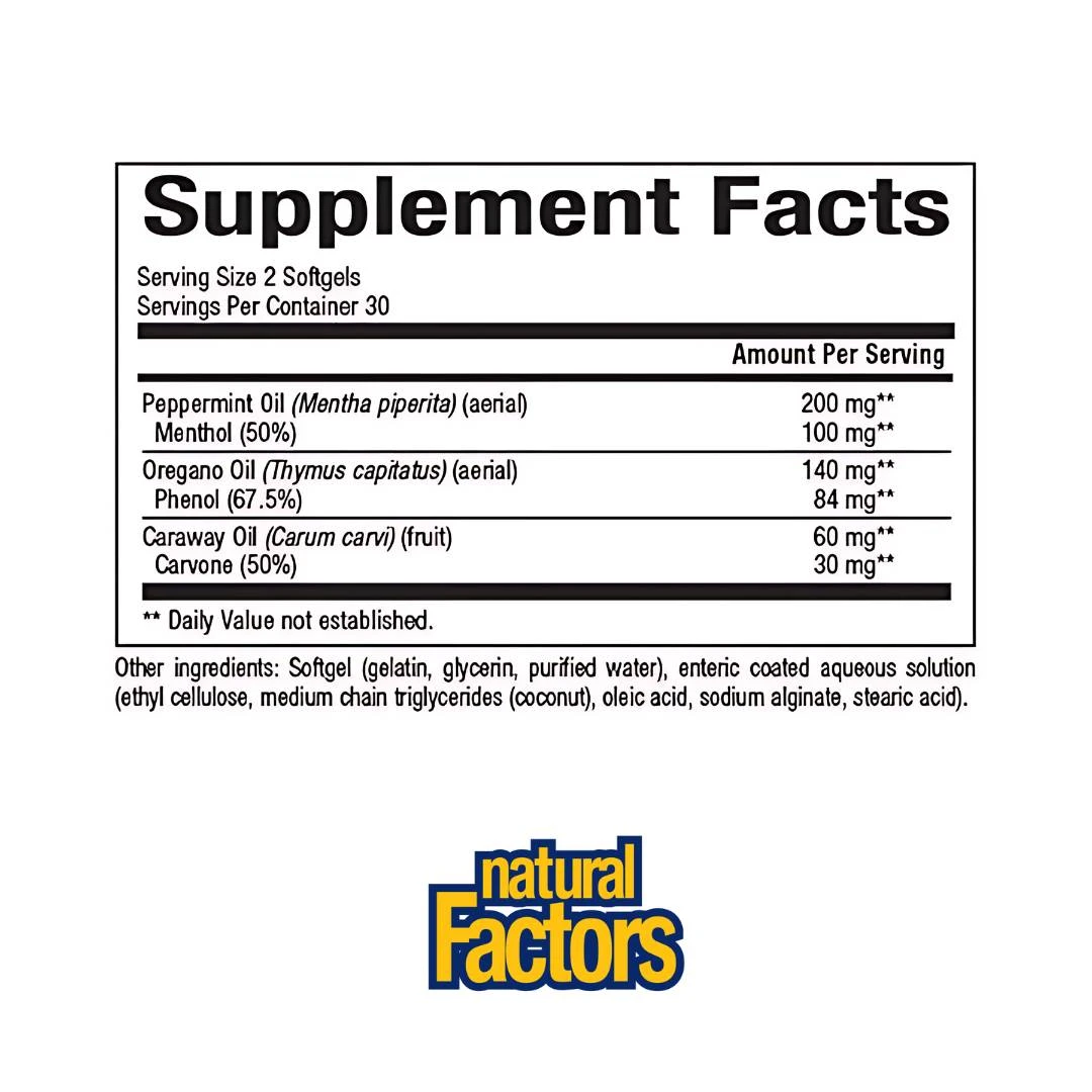 Natural Factors Peppermint Oil with Oregano & Caraway Seed Oils Ulje ...