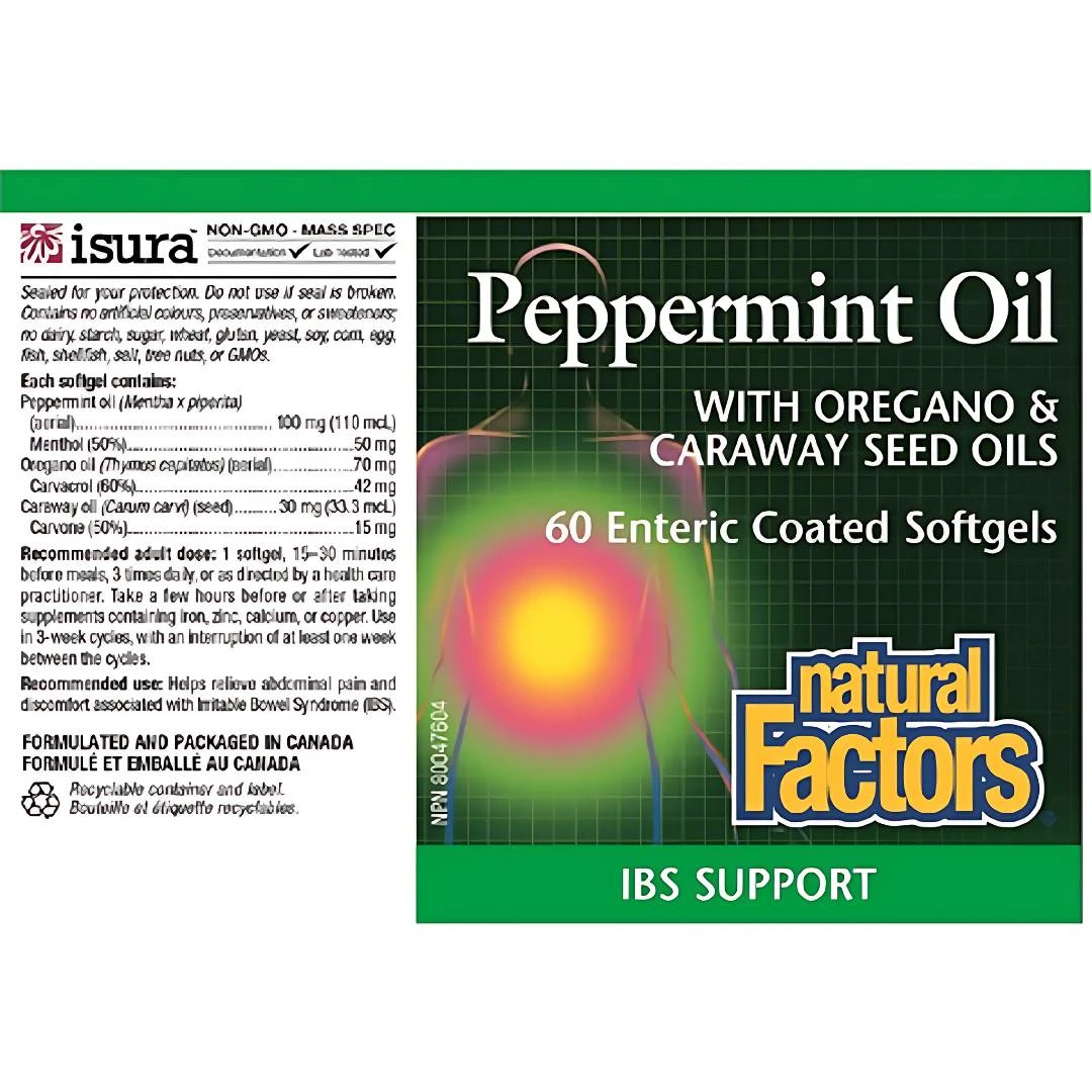 Natural Factors Peppermint Oil with Oregano & Caraway Seed Oils Ulje ...