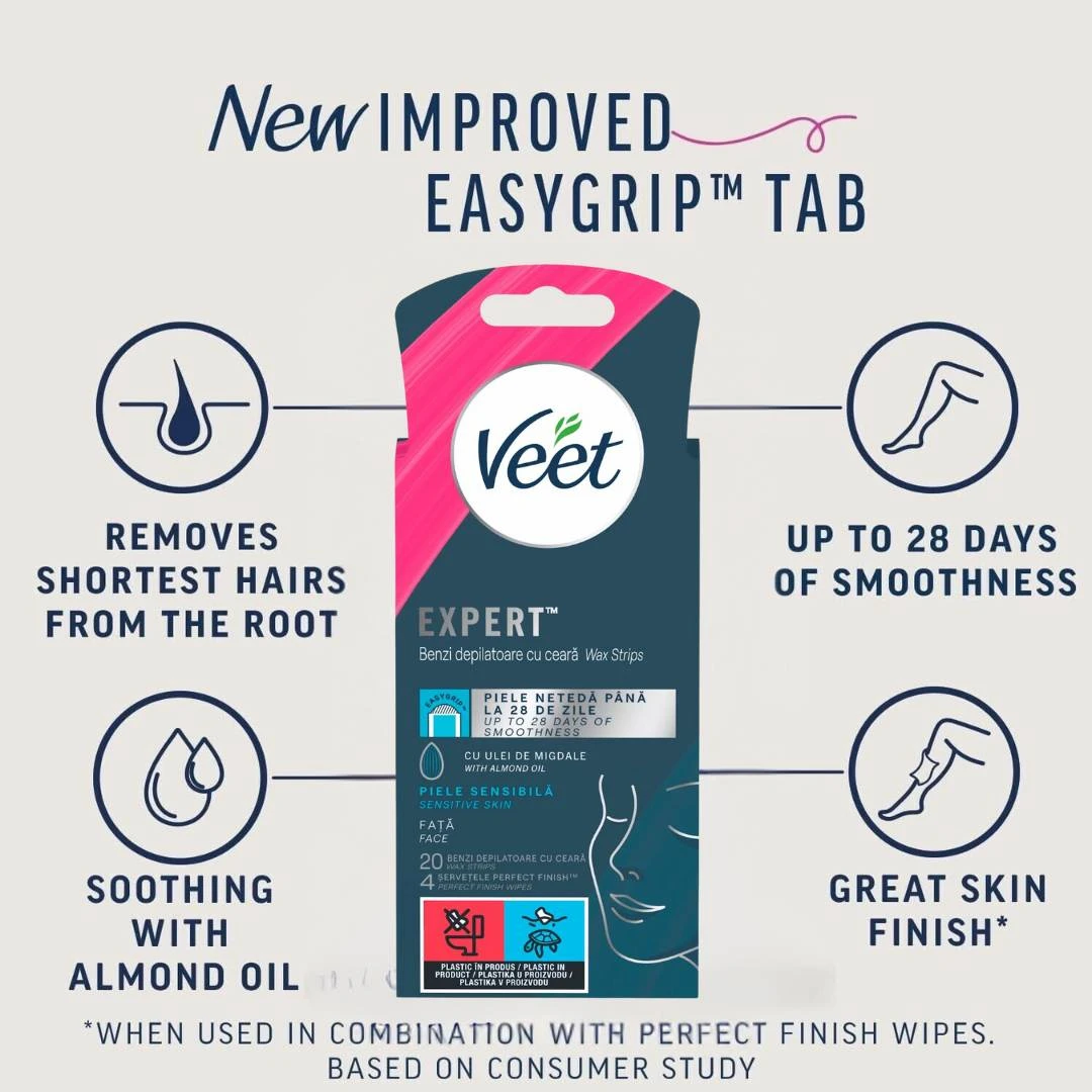 Veet EXPERT Trake za Depilaciju Lica za Osetljivu Kožu 20 Komada, | eApoteka