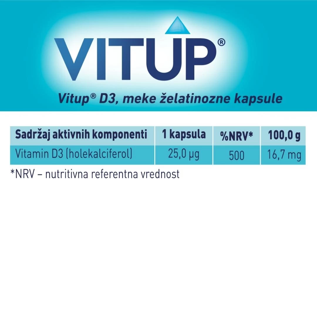 Galenika VITUP® Vitamin D3 1000 IJ 30 Mekih Želatinoznih Kapsula, | eApoteka