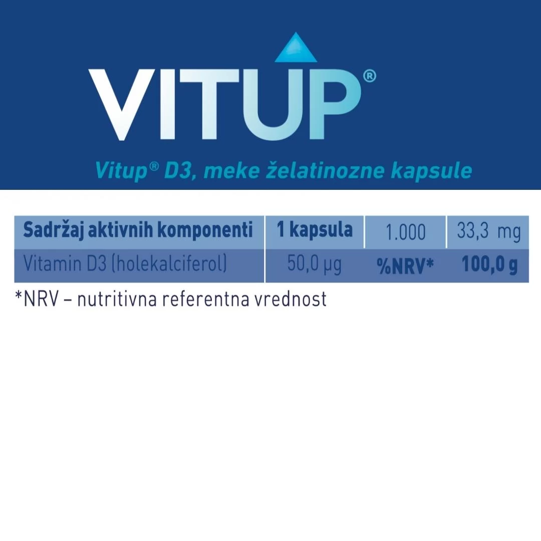 Galenika VITUP® Vitamin D3 2000 IJ 30 Mekih Želatinoznih Kapsula, | eApoteka
